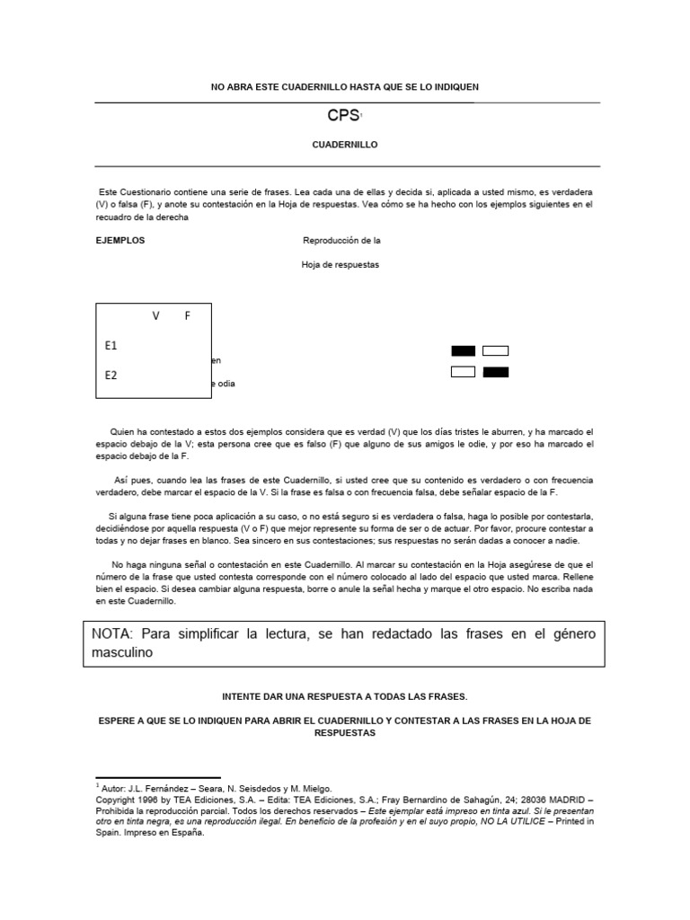 CPS Cuadernillo | PDF