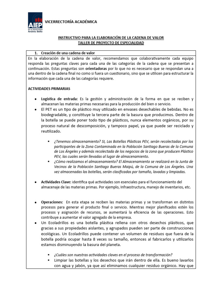 Entregable V - Cadena de Valor - Yasnaoliva | PDF | Residuos | Marketing