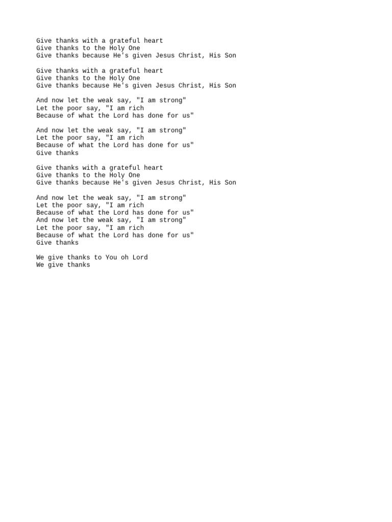 Grateful Heart: A Thanksgiving Song | PDF
