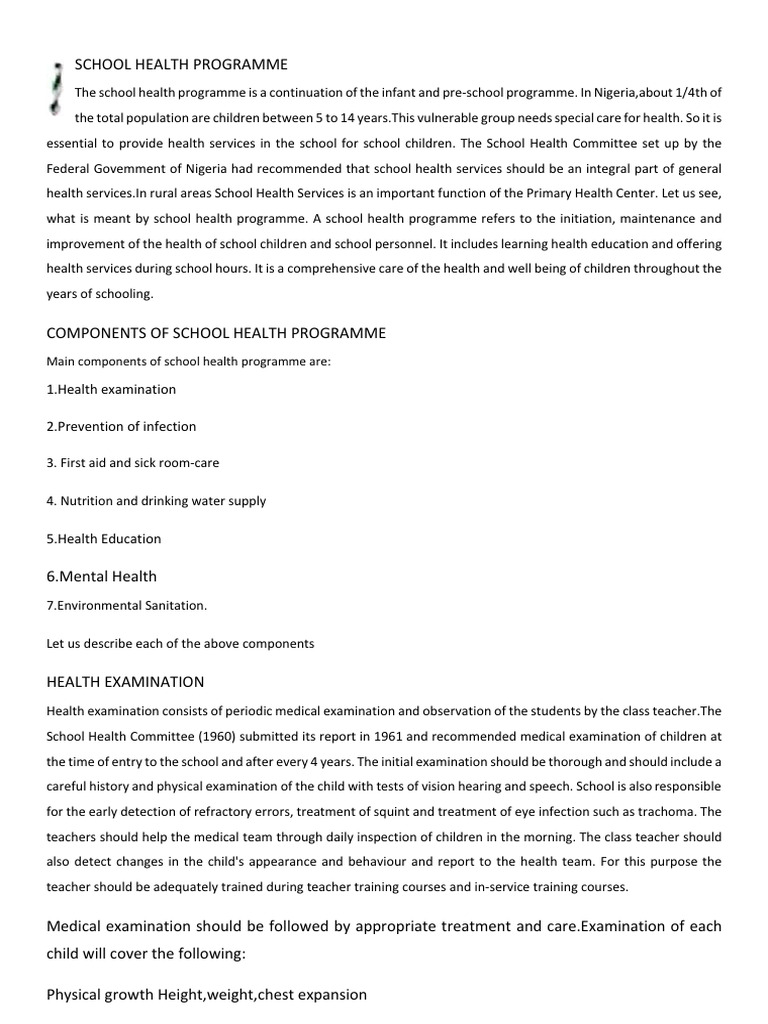 School Health Programme PHC | PDF | Air Pollution | Health Care