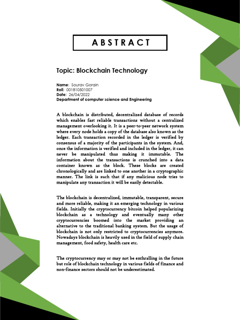 Topic - Blockchain Technology | PDF | Computers