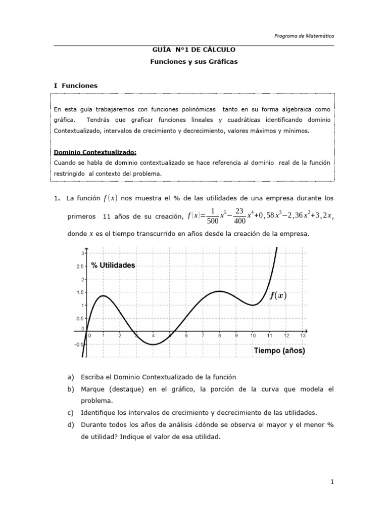 Guía 1 - Cálculo | PDF | Pendiente | Conceptos matemáticos