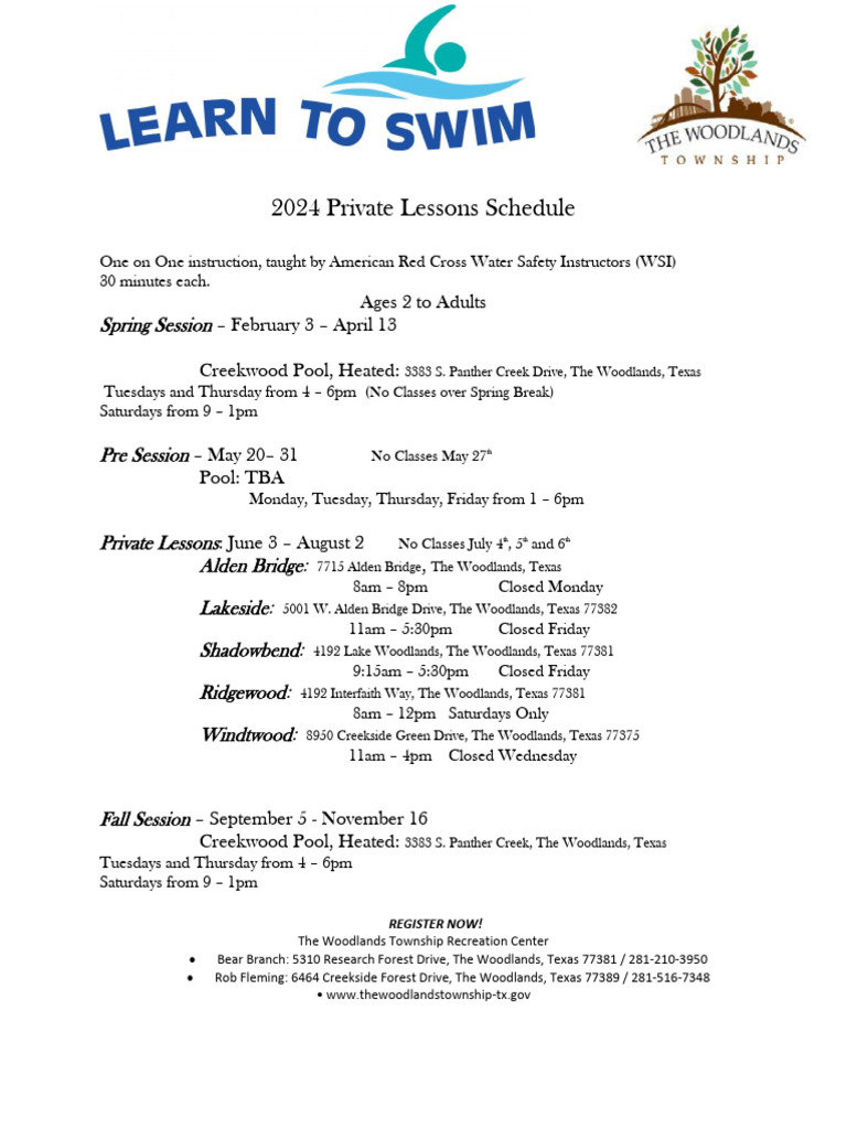 2024 Private Lessons Schedule Flier - 202401181559465477 | PDF