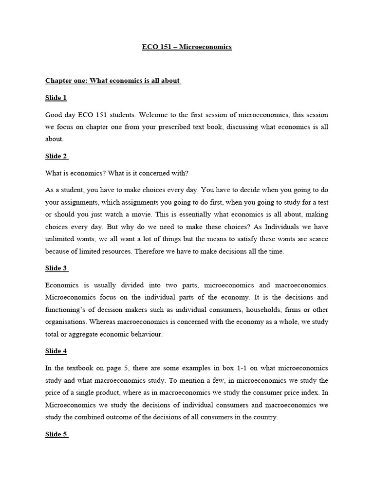 Chapter 1 Lecture Slide Notes | PDF | Economics | Economies
