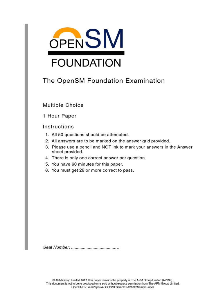 OpenSM Foundation Exam Guide | PDF | Sustainability | Information Security