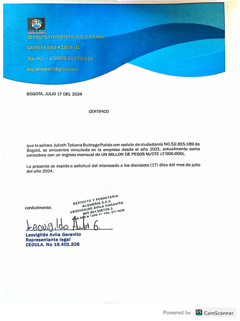 Certificacion Julieth Actu | PDF