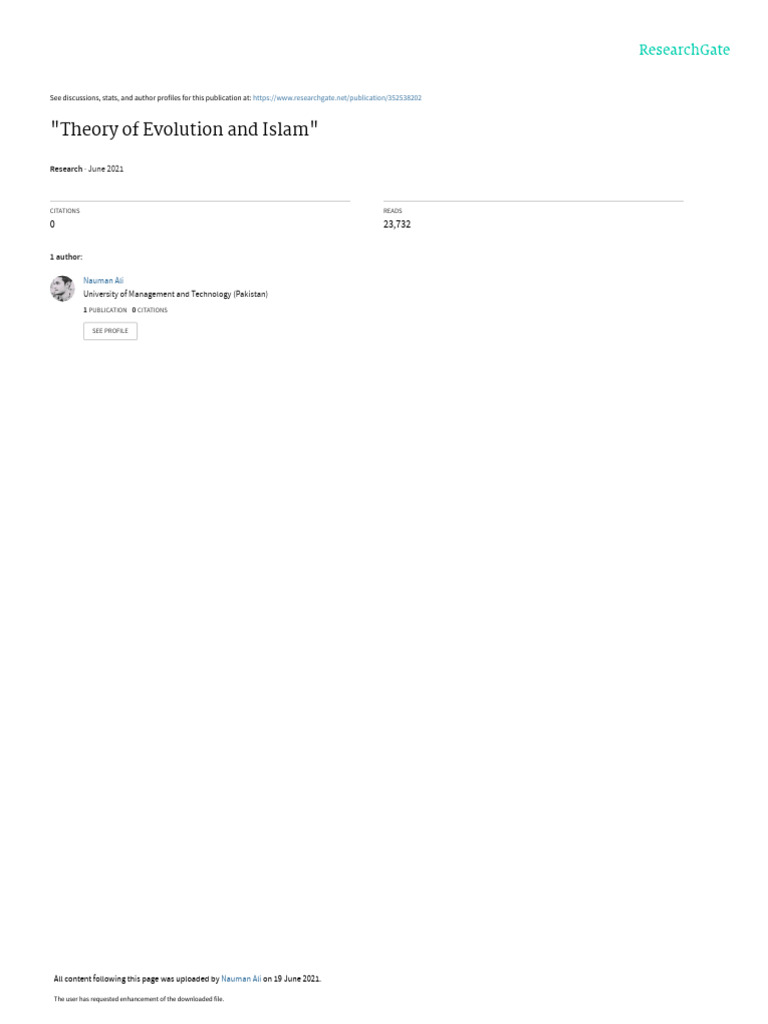 Theory of Evolution and Islam | PDF | Homo | Human