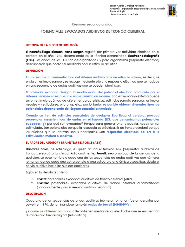 Resumen PEATC | PDF | Escuchando | Cerebro