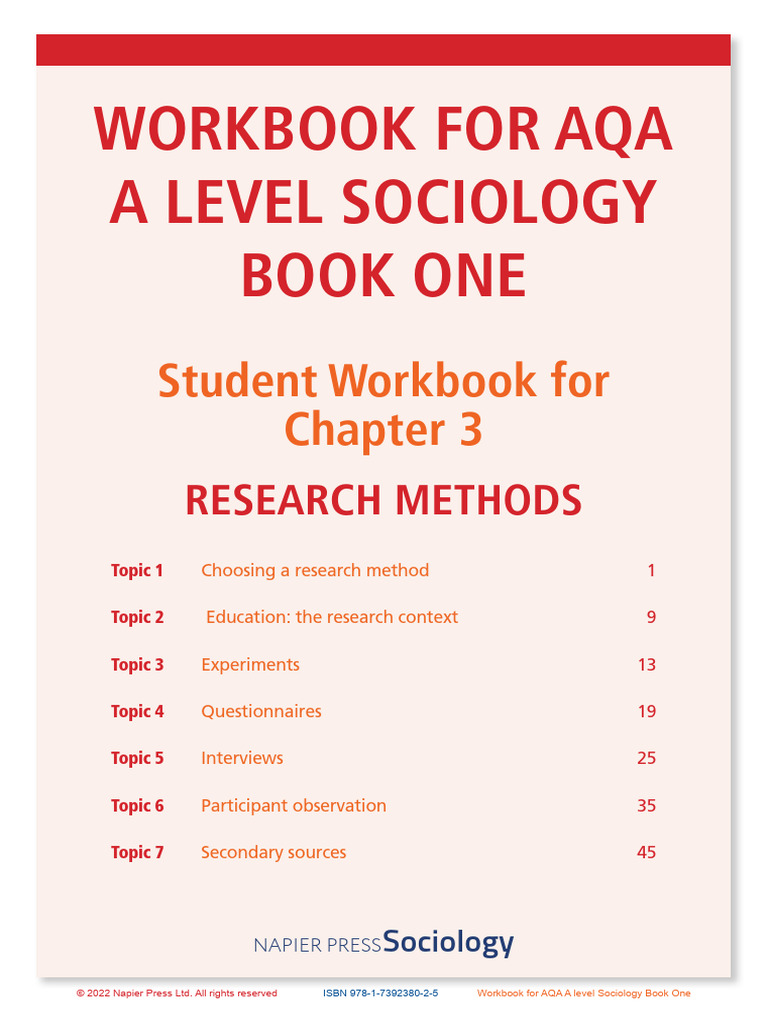 ResearchMethodsWorkbookUpdates 3 Mar | PDF | Experiment | Sociology