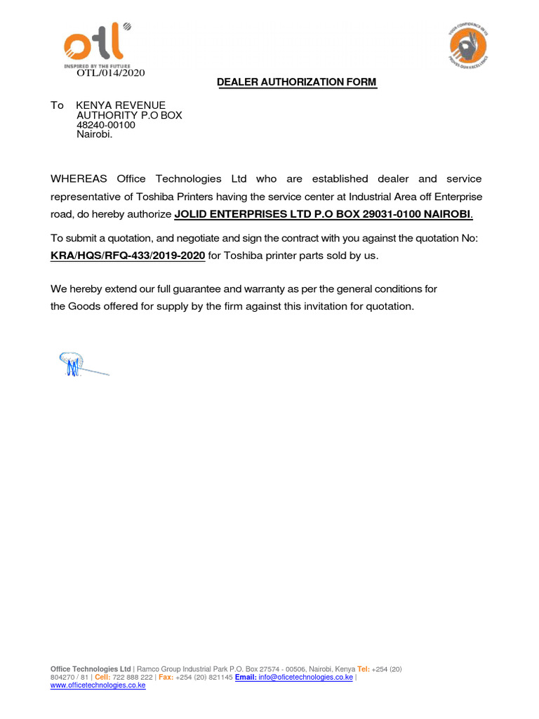 Dealer Authorization Jolid | PDF