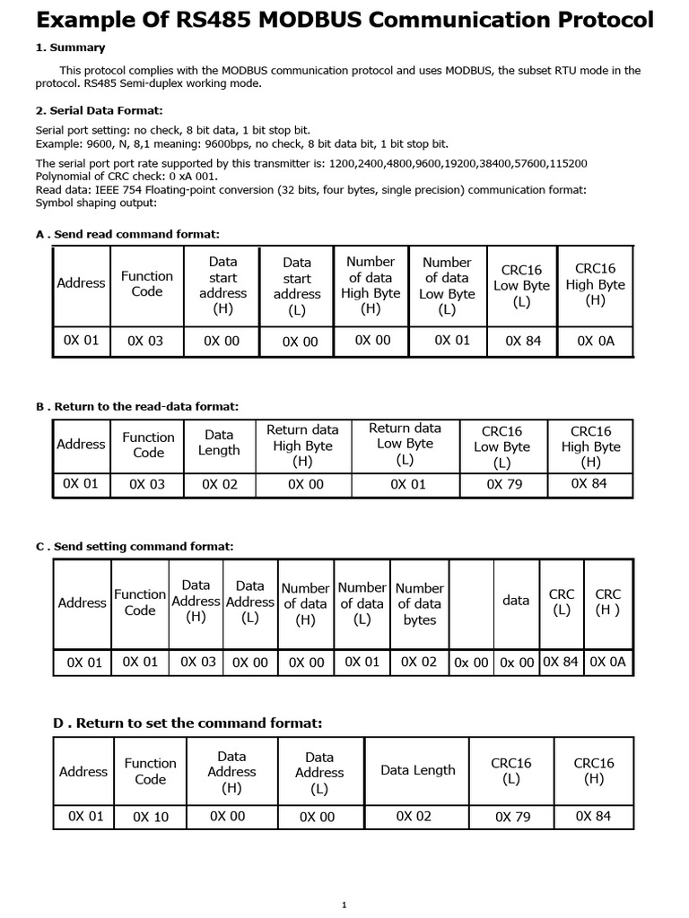 RS485 Pressure Modbus Protocol-CHEN | PDF | Computer Architecture | Computing
