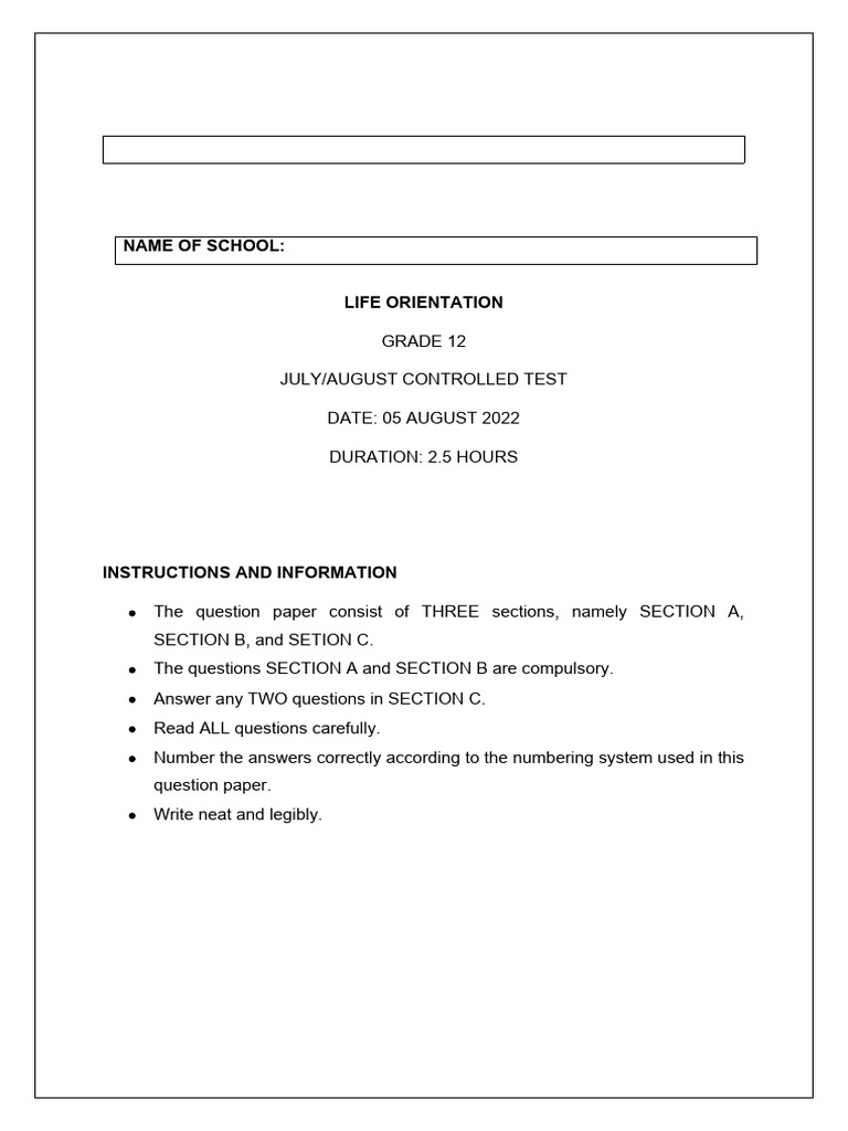 L.O Controlled Test AUG5 | PDF | Water | Behavioural Sciences