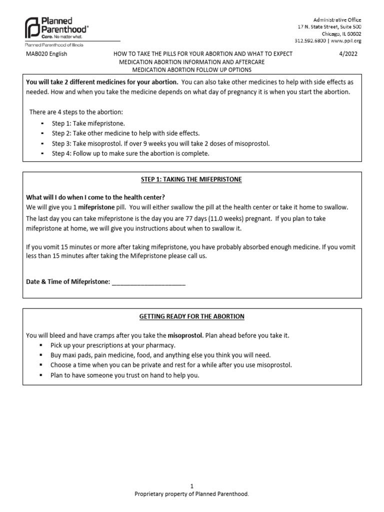 Mab020 How To Take Your Pills Info Aftercare and Follow Up | PDF ...