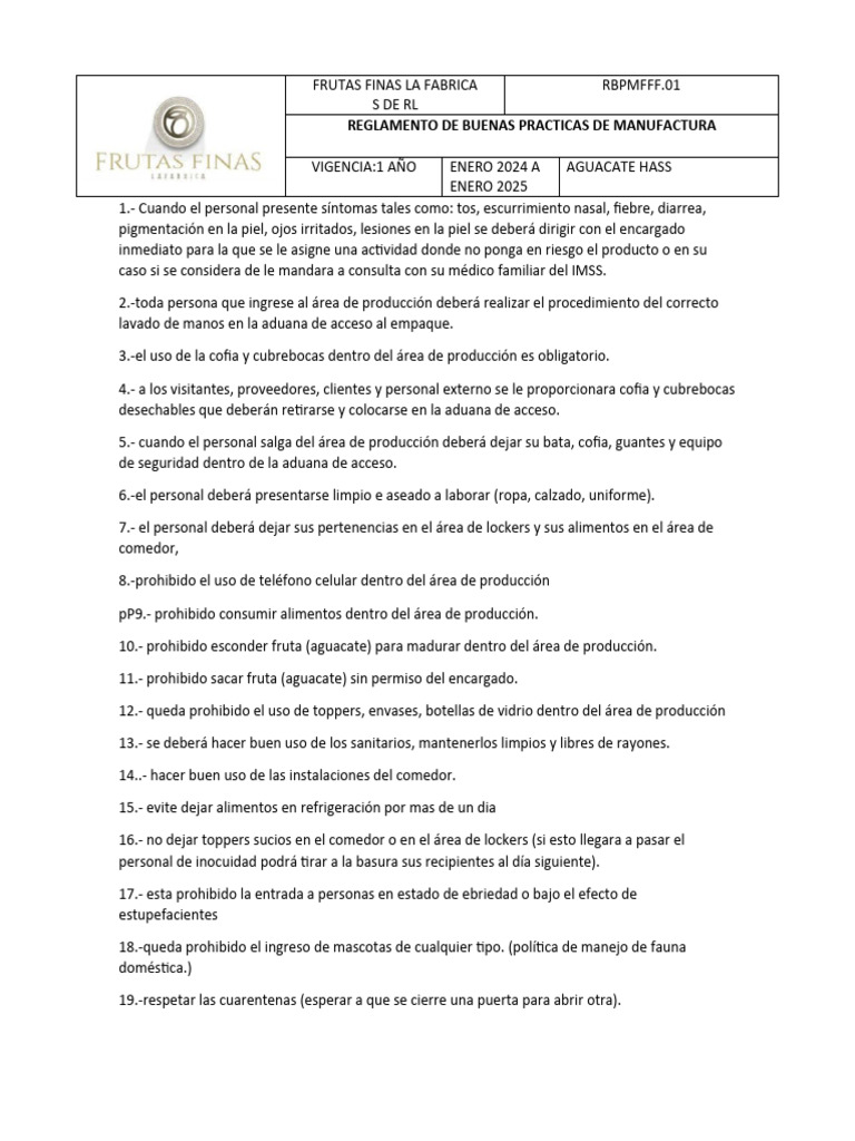 Reglamento BPM | PDF