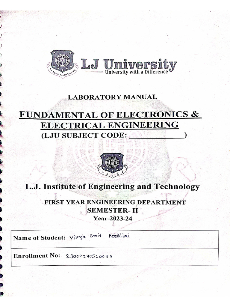 Fee Lab Manual 1-6 Practical | PDF