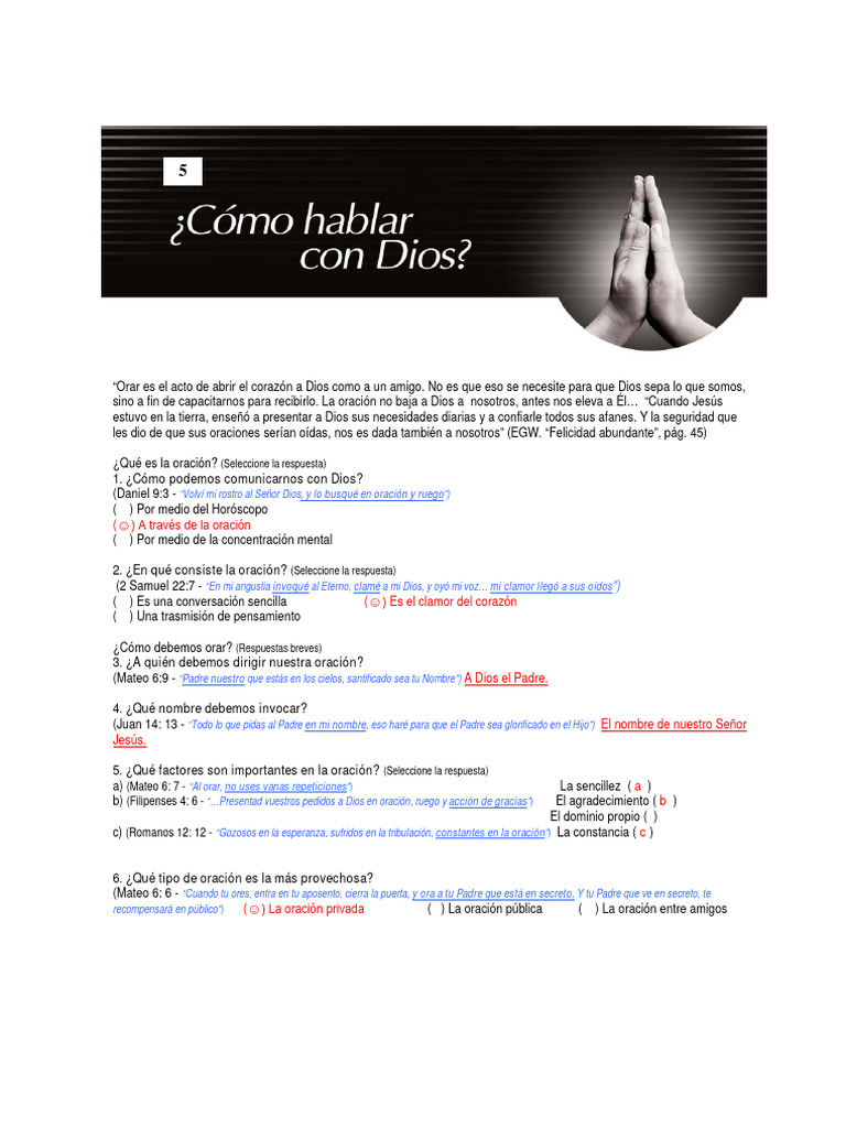 Cómo Hablar Con Dios - Estudio Bíblico | PDF | Oración | orador del Señor