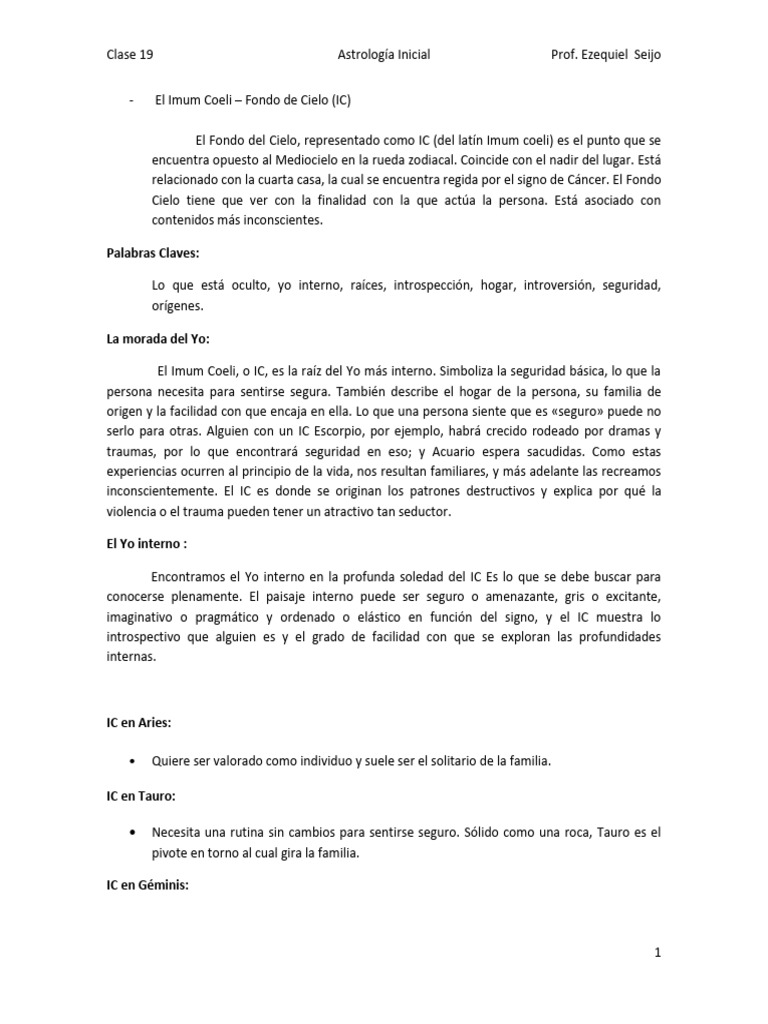 Astro Clase 19 El Imum Coeli | PDF | Astrología | Cosmología Esotérica