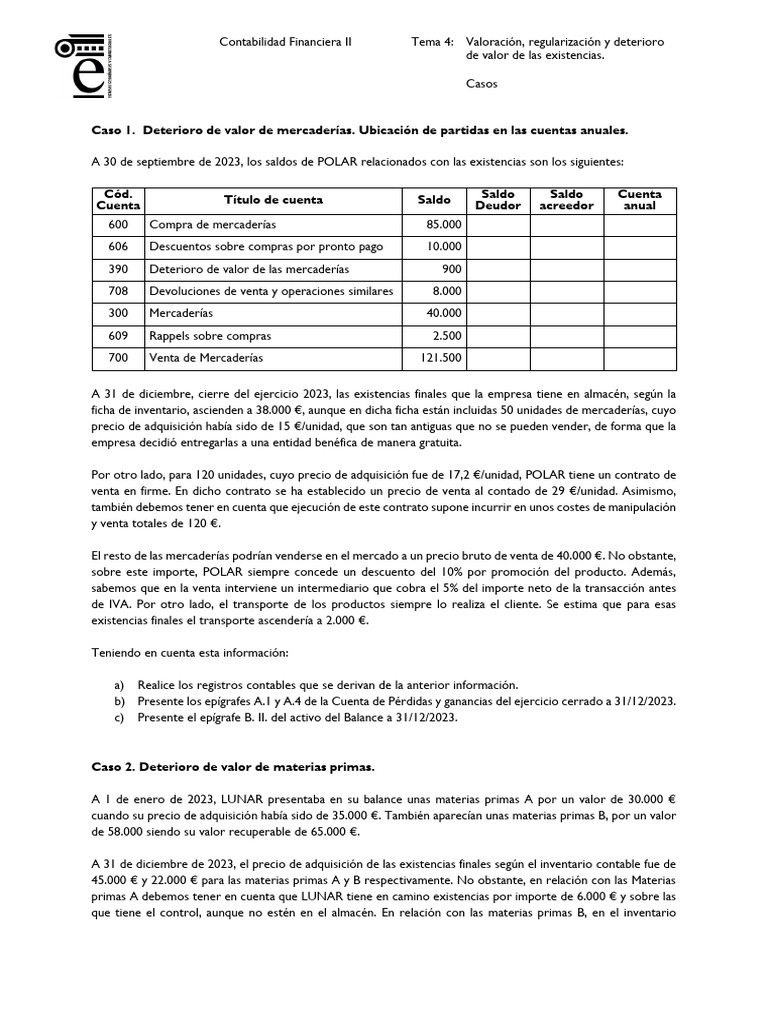CF2 T4 Casos | PDF | Contabilidad | Servicios financieros