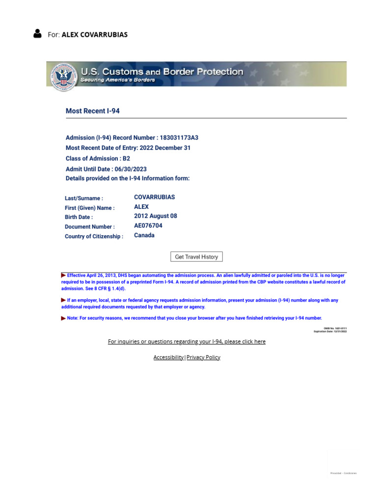 I94 - Official Website | PDF