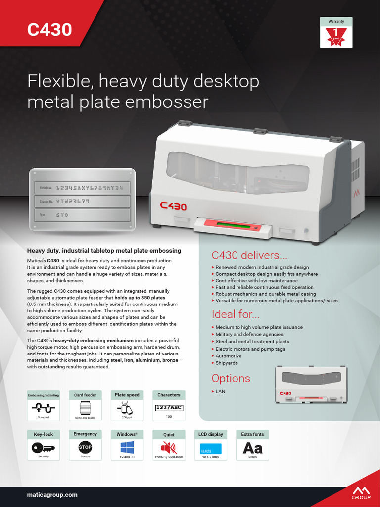 C430 Datasheet A4 UK V2 | PDF | Metals