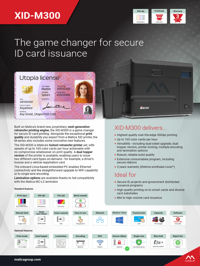 XID M300 Datasheet A4 UK V10 | PDF | Printer (Computing) | Office Equipment