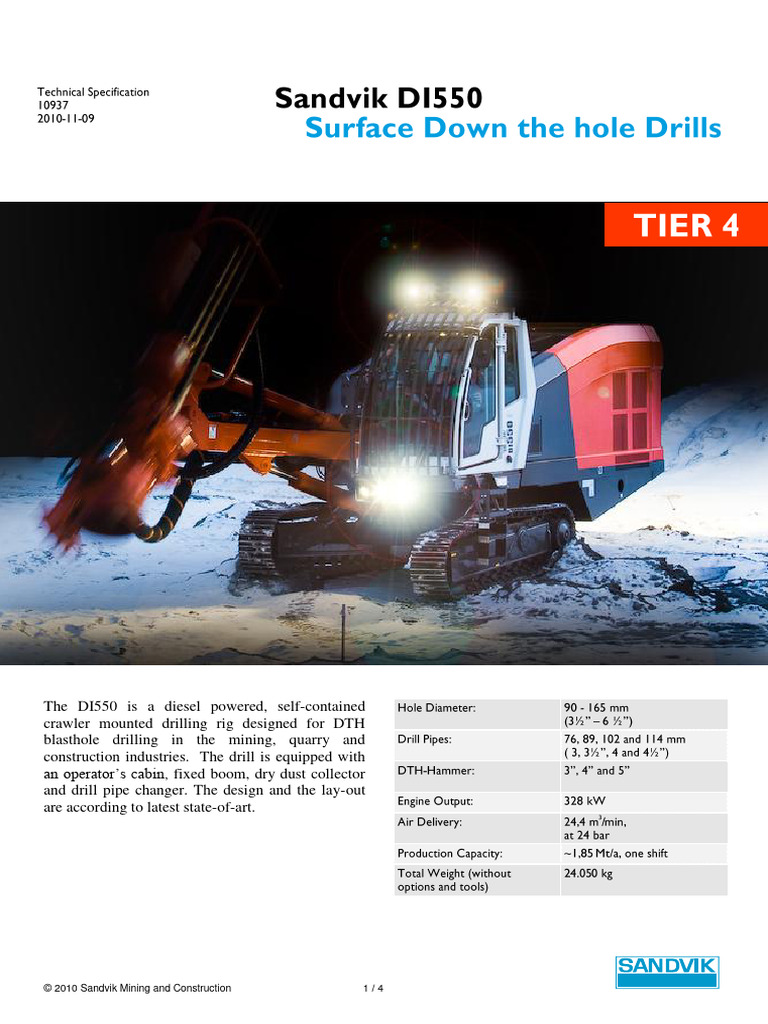 DI550 DTH Drilling Rig Specs | PDF
