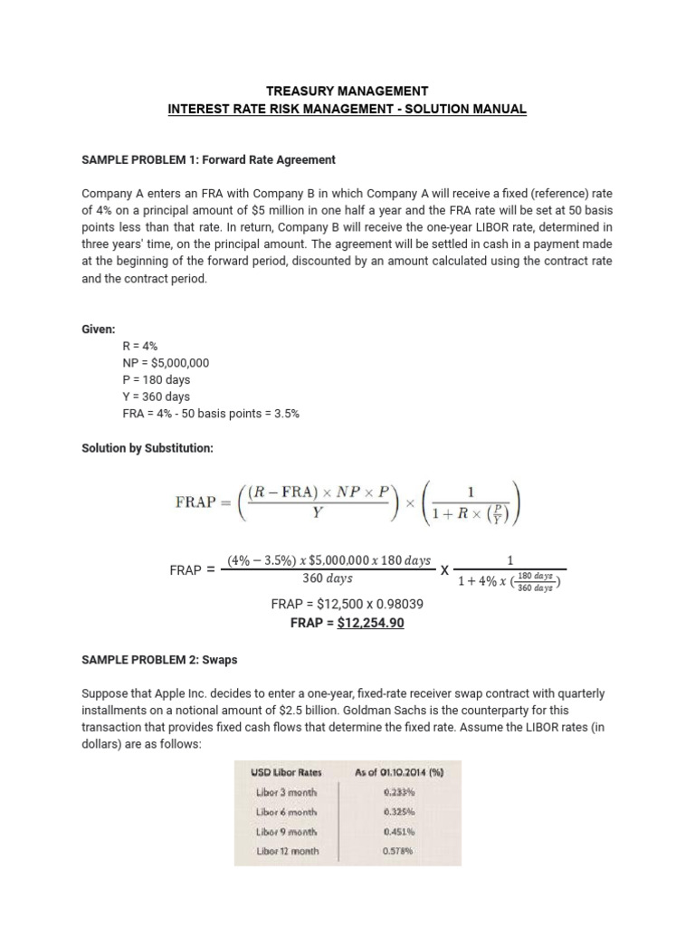 Solution Manual Interest Rate Risk Management | PDF | Swap (Finance ...