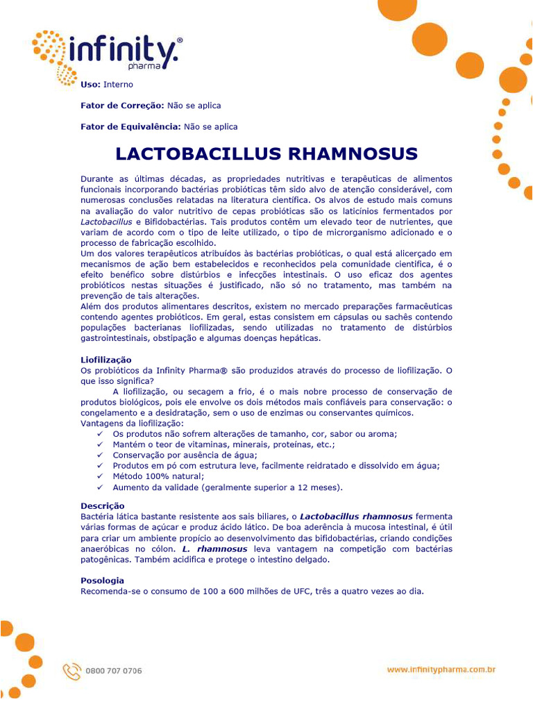 Lactobacillus Rhamnosus | PDF | Probiótico | Bactérias