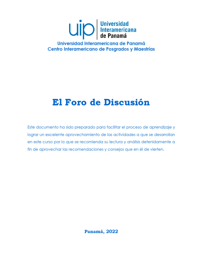 Guía - El Foro de Discusión 2022 | PDF | Foro de Internet | Comunicación