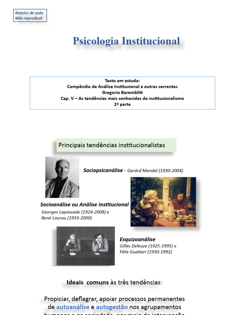 Psi Inst Compêndio - Cap V - 2 Parte - Análise Institucional | PDF | Sociedade | Sociologia