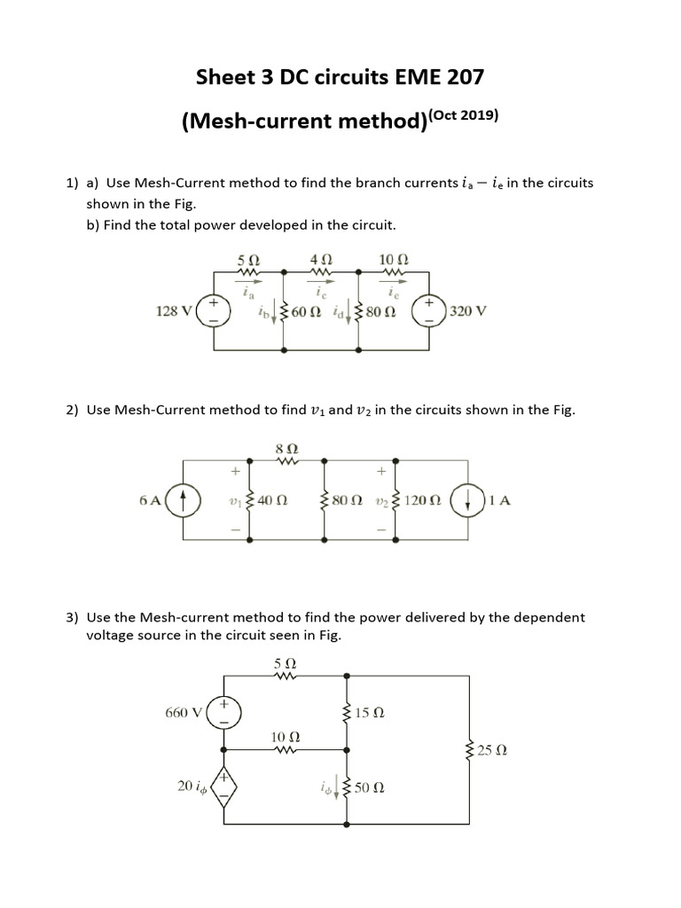 Sheet 3 - Mesh Analysis | PDF