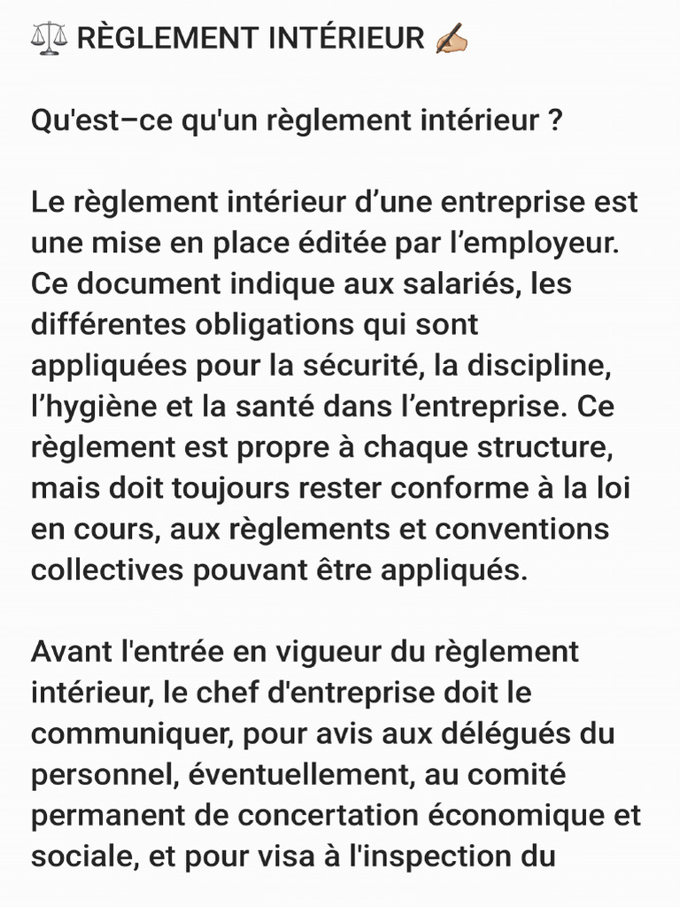 Qu'est-Ce Qu'un Règlement Intérieur | PDF