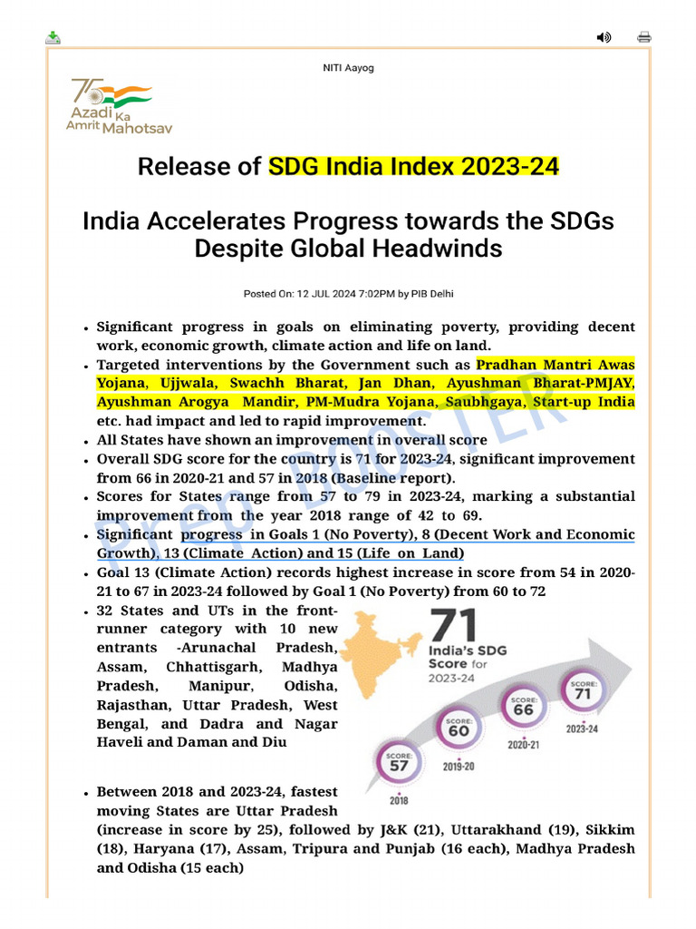 SDG India Index 2023-24 | PDF