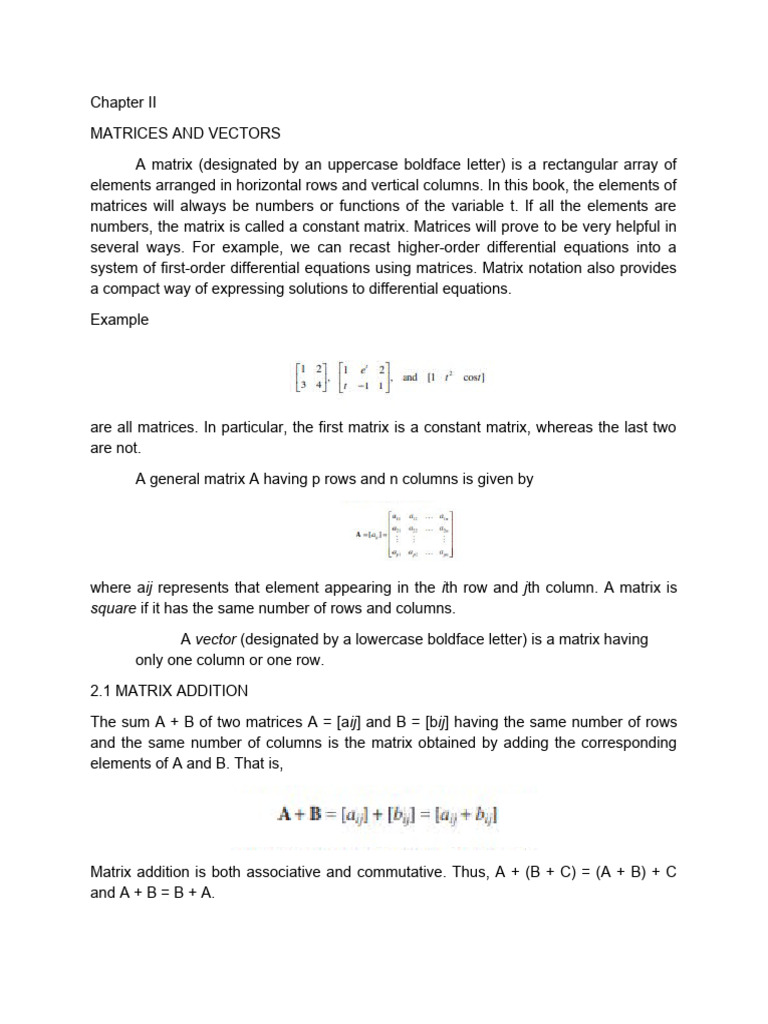 CHAPTER II Differential Equation | PDF | Matrix (Mathematics) | Eigenvalues And Eigenvectors