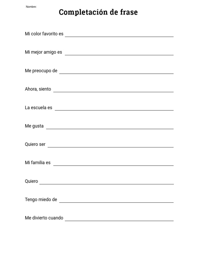 Sentence Completion For Children Spanish | PDF