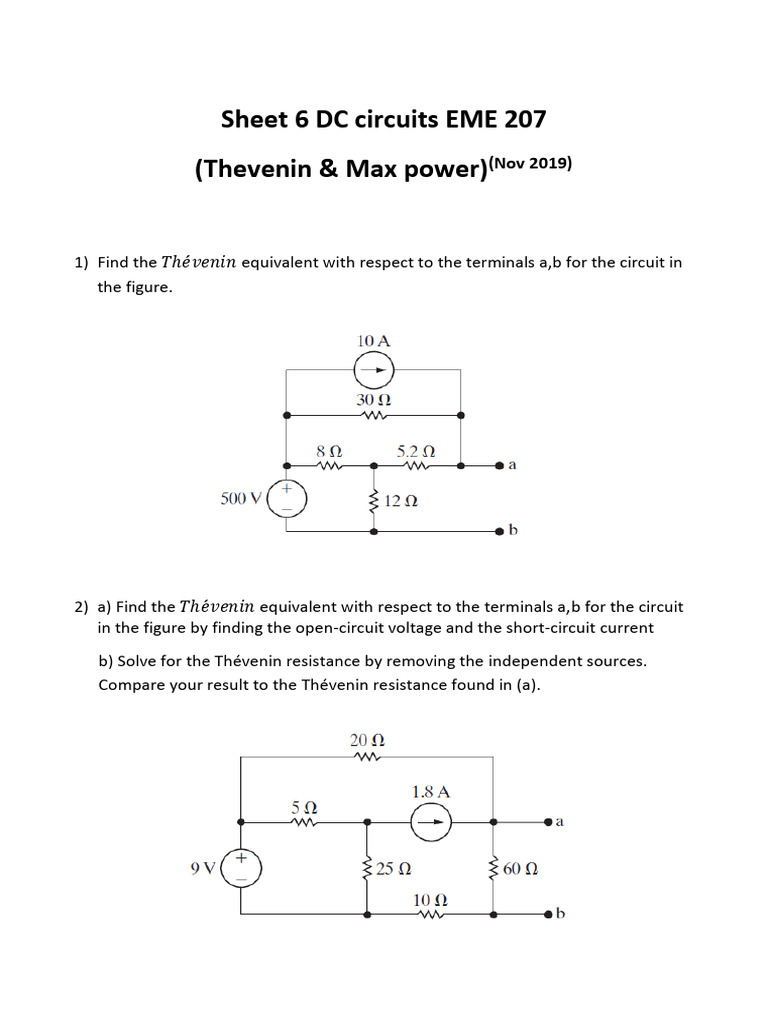 Thévenin Circuits & Power Transfer Analysis | PDF