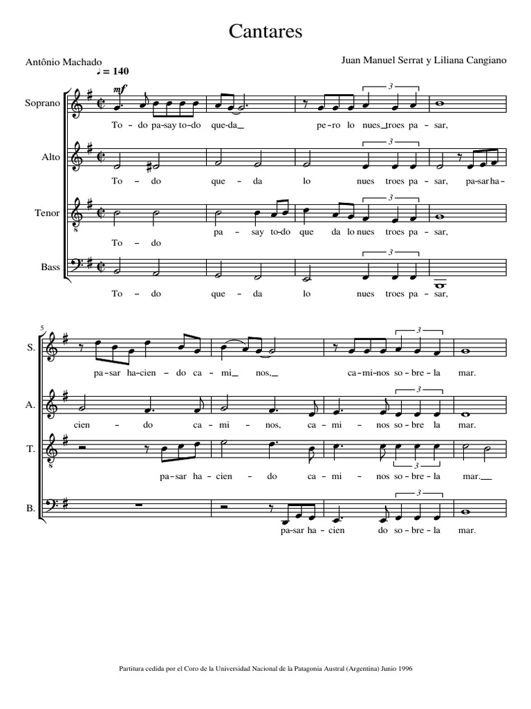 Cantares - Partitura | PDF
