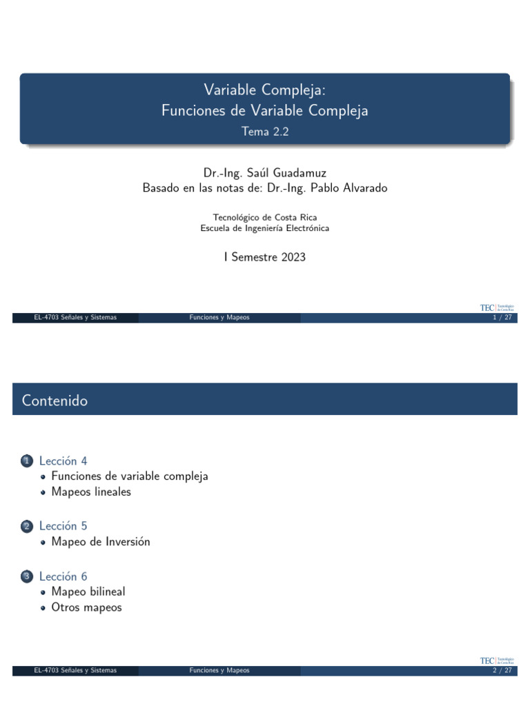 Variable Compleja P2 | PDF | Función (Matemáticas) | Matemática Elemental