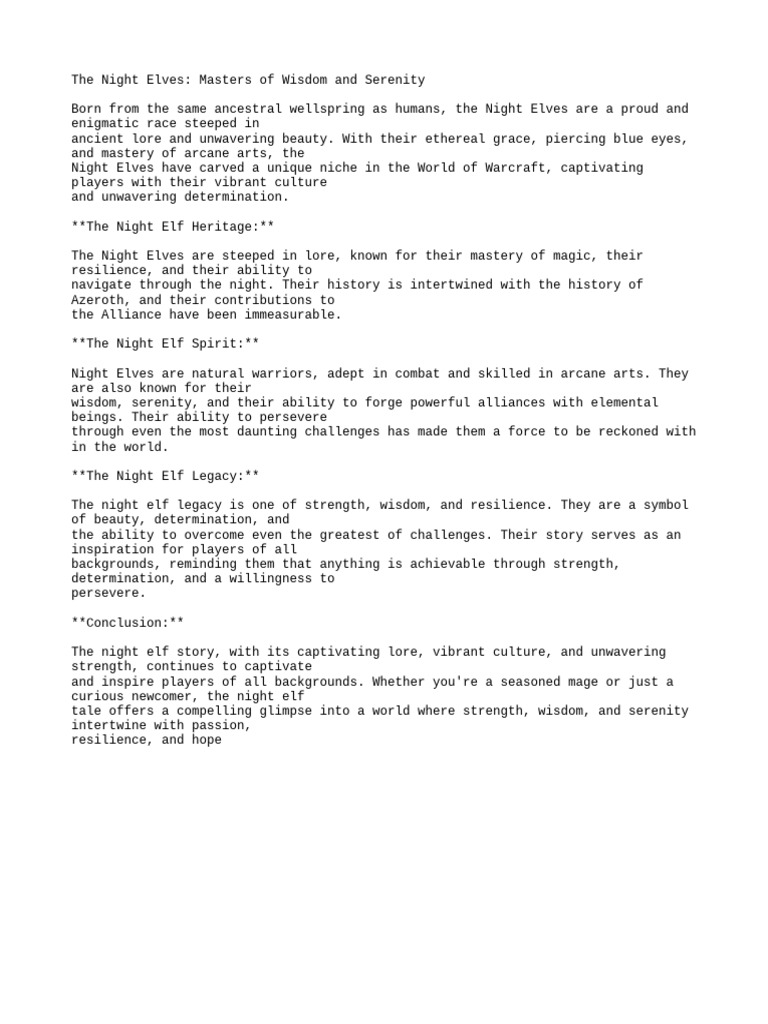 The Night Elves | PDF