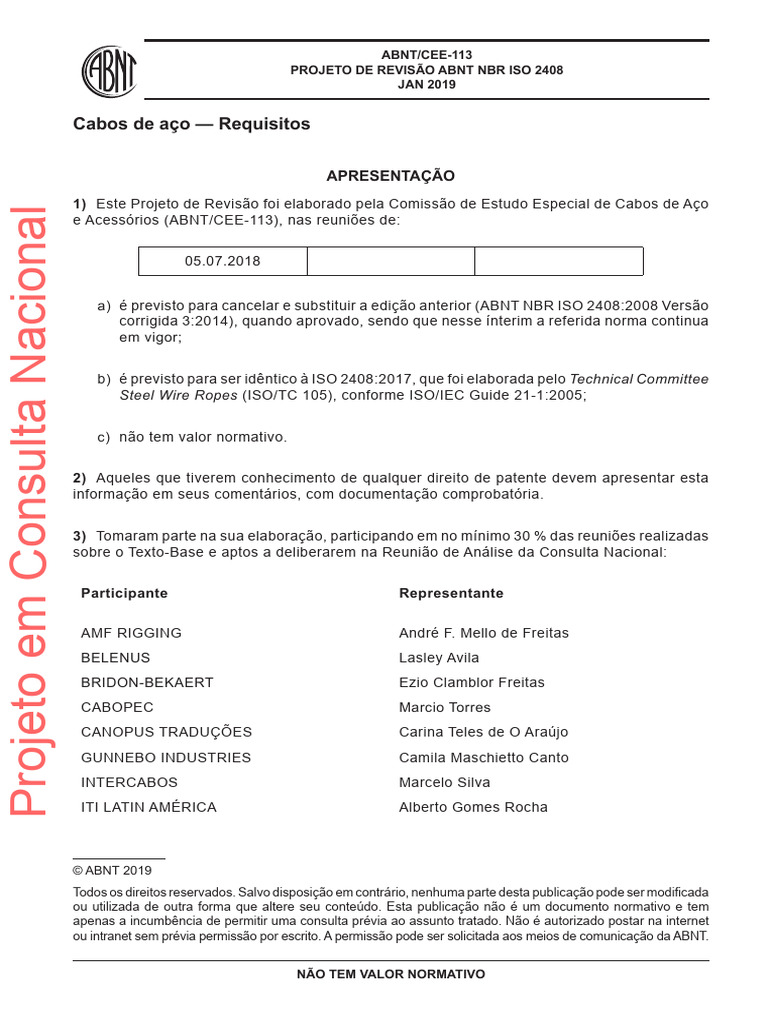 Revisão da ABNT NBR ISO 2408 | PDF | Aço | Amostragem (Estatística)
