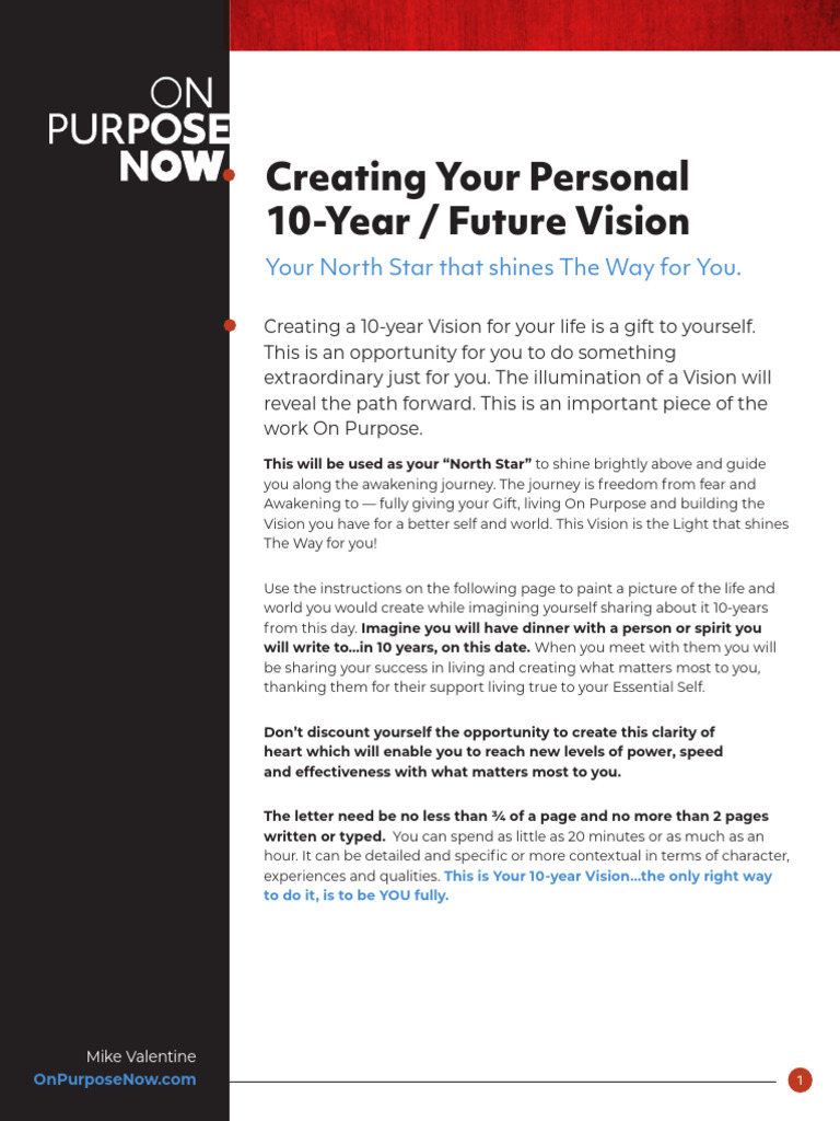 Mike Valentine Creating 10 Year Vision | PDF