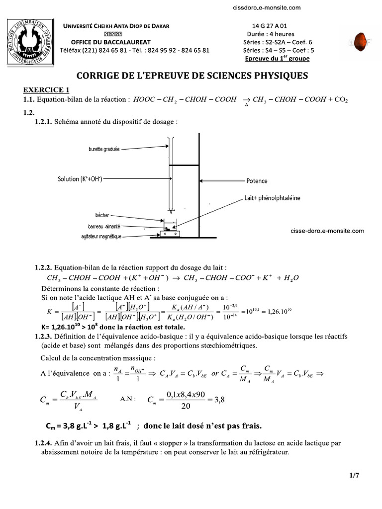 Corrige Recueil Sujets Bac s2 1grp 2007 1016 | PDF