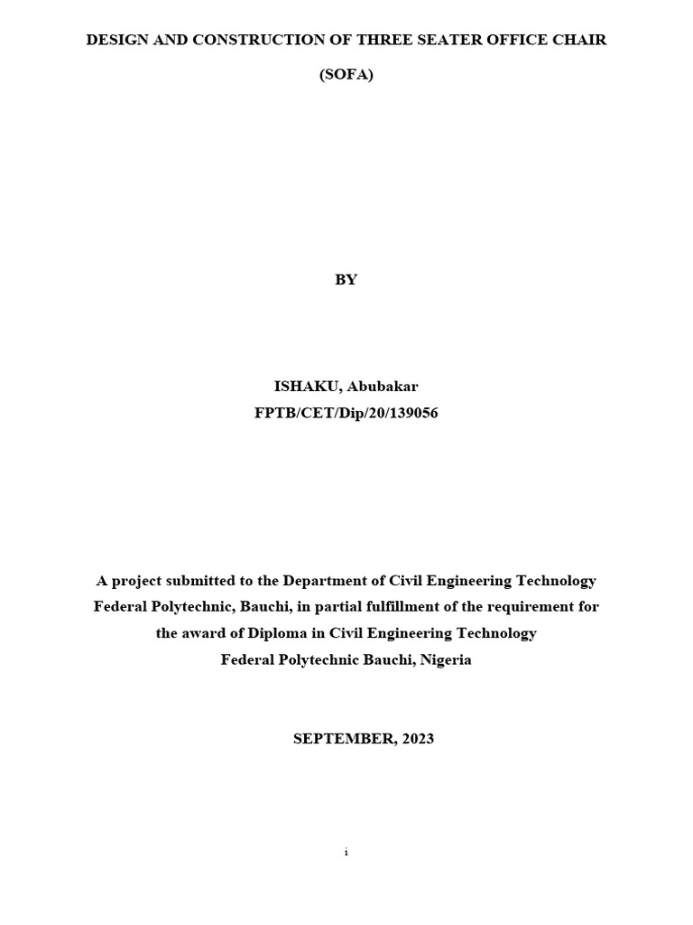 Design and Construction of Three Seater Office Chair | PDF