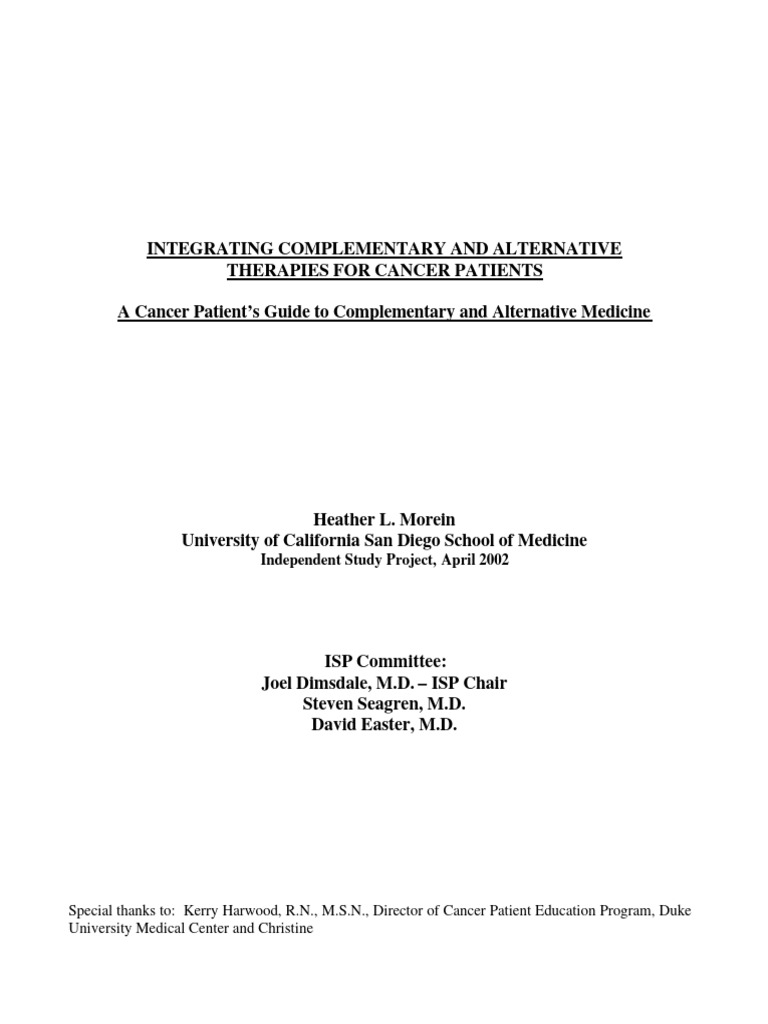 Integrating Complementary and Alternative Therapies | PDF | Alternative Medicine | Clinical Trial