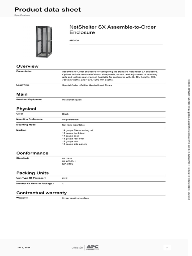 APC Custom-Racks AR3000 | PDF