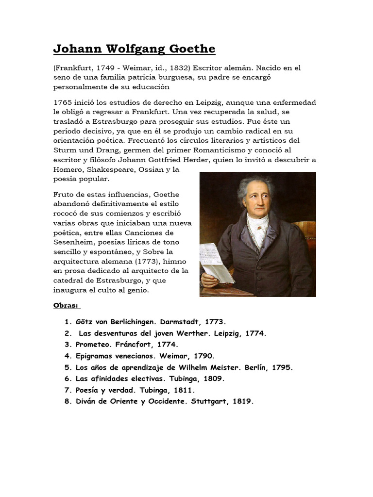Johann Wolfgang Goethe | PDF | Johann Wolfgang von Goethe