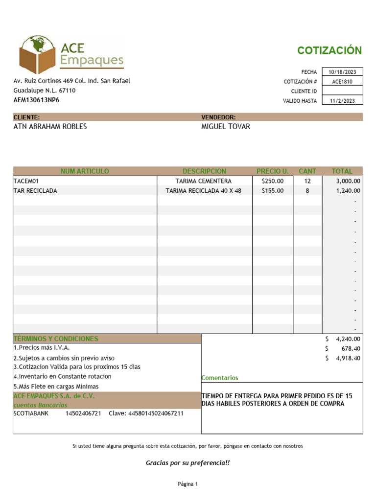 Formato de Cotizacion | PDF