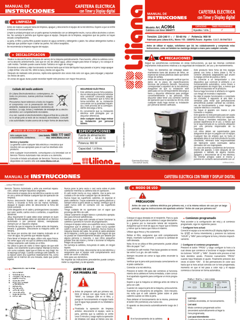 Manual Cafetera 4585 | PDF | café