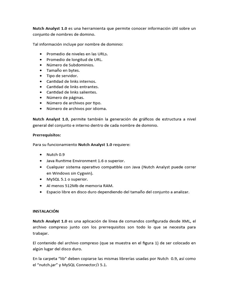 Manual Nutch Analyst | PDF | Archivo de computadora | Mi sql