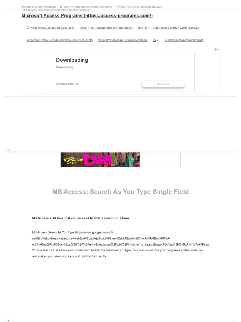 MS Access - Search As You Type Single Field - Microsoft Access Programs | PDF | Microsoft Access ...